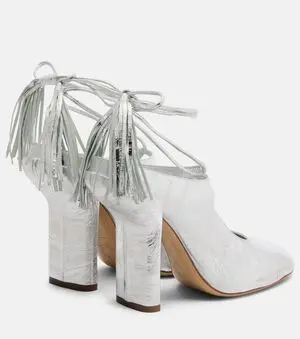 Dries Van Noten Metallic Leather Mules - Silver