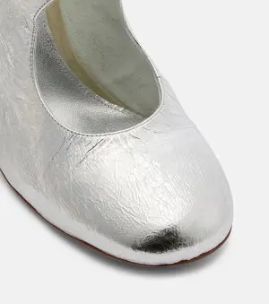 Dries Van Noten Metallic Leather Mules - Silver