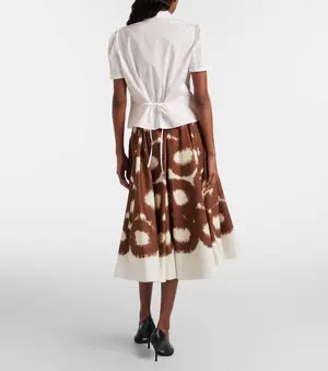 Prada Printed Cotton Canvas Midi Skirt