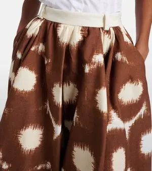 Prada Printed Cotton Canvas Midi Skirt