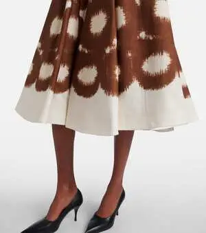 Prada Printed Cotton Canvas Midi Skirt