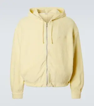 Auralee Cotton-blend Pile Zip-up Hoodie - Yellow