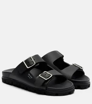 Prada Logo Sandals - Black