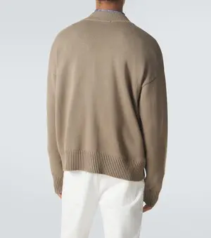 AMI Paris De Coeur Wool And Cotton Cardigan - Beige
