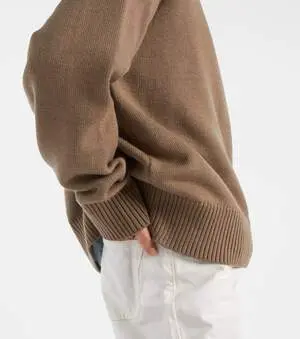 AMI Paris De Coeur Wool And Cotton Sweater - Beige