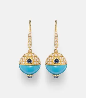 Marina B 18kt Earrings With Turquoise, Sapphire, And Diamonds - Gold