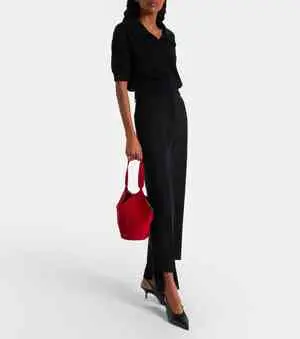 Khaite Lotus Mini Suede Tote Bag - Red