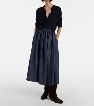 Gabriela Hearst Eloran Linen Midi Skirt