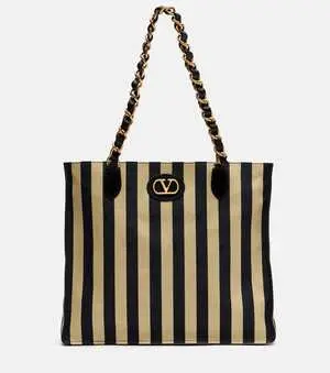 Valentino Garavani Laseine Large Striped Tote Bag