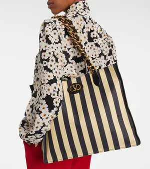 Valentino Garavani Laseine Large Striped Tote Bag
