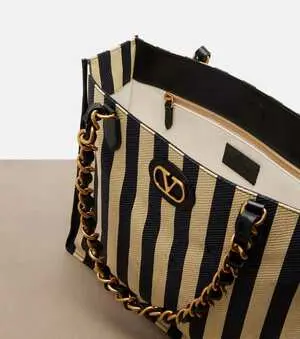 Valentino Garavani Laseine Large Striped Tote Bag