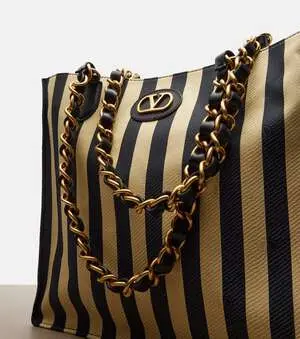 Valentino Garavani Laseine Large Striped Tote Bag
