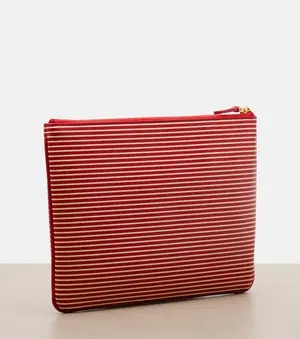 Valentino Garavani Vlogo Striped Leather Pouch - Red