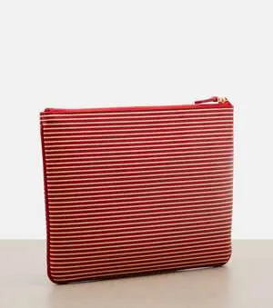 Valentino Garavani Vlogo Striped Leather Pouch - Red
