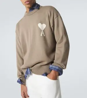 AMI Paris De Coeur Wool And Cotton Sweater