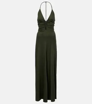 Victoria Beckham Ruched Maxi Dress - Green