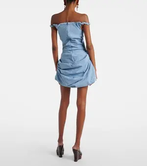 Magda Butrym Gathered Off-shoulder Denim Minidress