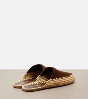 Prada Suede And Jute Mules