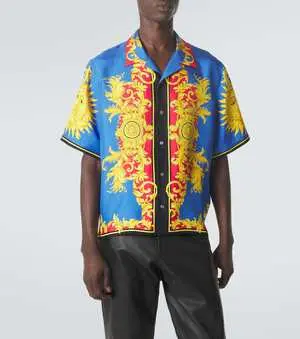 Versace Printed Silk Bowling Shirt