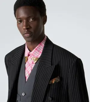 Versace Logo Printed Silk Pocket Square - Green