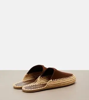 Prada Suede And Jute Mules - Brown