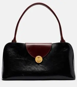 Versace Vivienne Medium Leather Shoulder Bag - Black