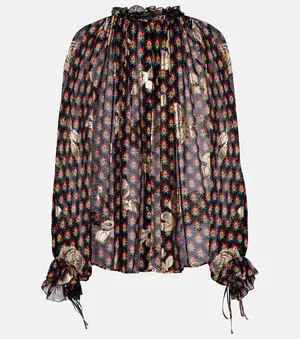 Etro Printed Silk-blend Blouse - Black