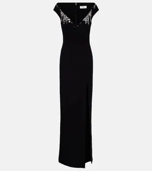 Safiyaa Lucrezia Embellished Crêpe Gown - Black