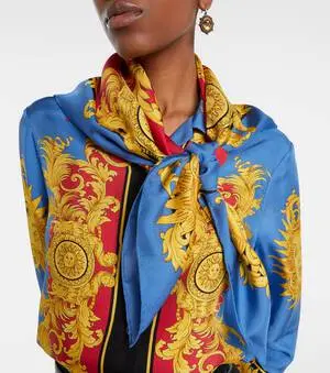 Versace Printed Silk Twill Scarf