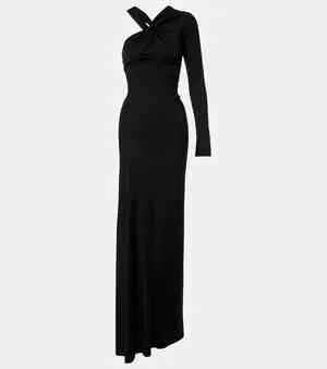 Victoria Beckham Ruched One-shoulder Maxi Dress - Black