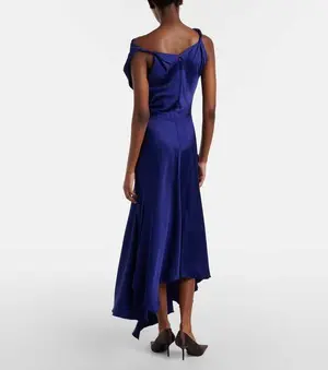 Victoria Beckham Draped Asymmetric Satin Midi Dress