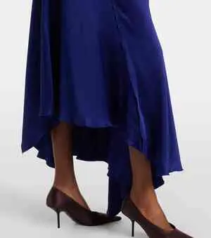 Victoria Beckham Draped Asymmetric Satin Midi Dress