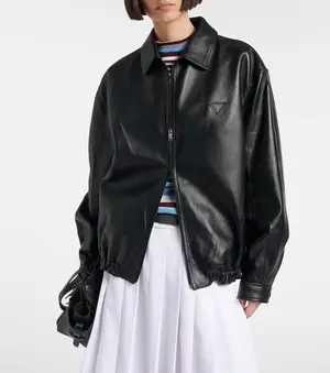 Prada Leather Blouson Jacket - Black