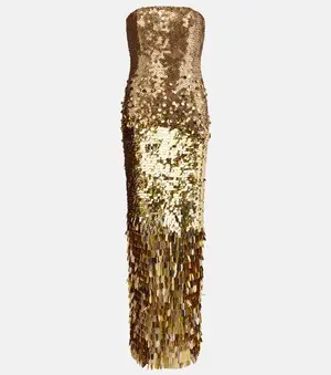 Rachel Gilbert Remy Sequined Corset Gown - Gold