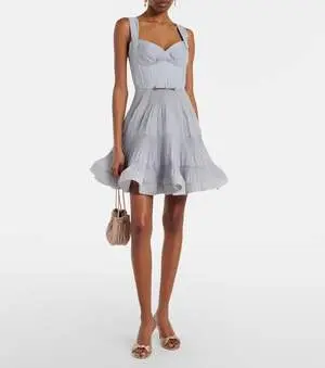 Zimmermann Pleated Bustier Mini Dress - Blue