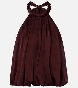 Zimmermann Luna Halterneck Silk Top - Burgundy