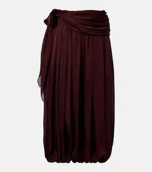 Zimmermann Luna Draped Silk Tapered Pants - Burgundy
