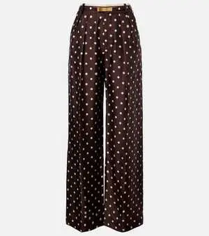 Zimmermann Polka-dot Silk Satin Pants - Brown