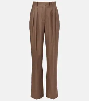 Loro Piana Chad Pleated Cashmere And Silk Wide-leg Pants - Beige
