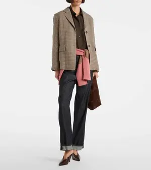 Max Mara Gita Checked Linen Blazer