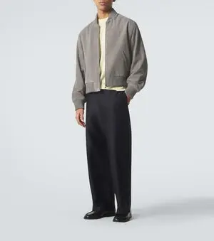 AMI Paris De Cœur Suede Bomber Jacket - Grey