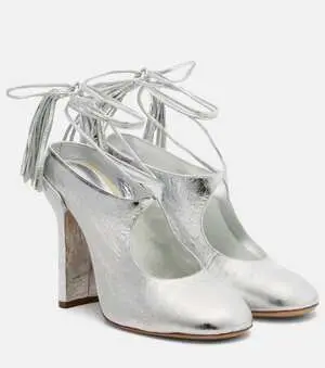 Dries Van Noten Metallic Leather Mules