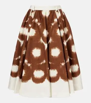 Prada Printed Cotton Canvas Midi Skirt - Brown