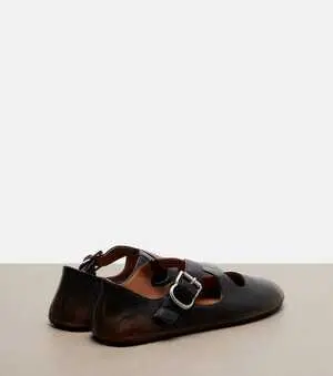 Alaïa Leather Ballerina Flats - Brown