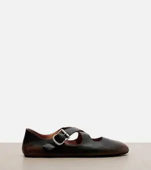 Alaïa Leather Ballerina Flats - Brown