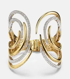 Yeprem En Strada 18kt Yellow And White Cuff Bracelet With Diamonds - Gold
