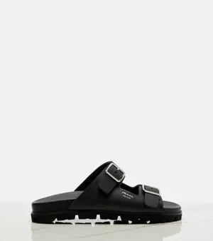 Prada Logo Sandals - Black