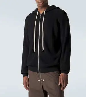 Rick Owens Ribbed-knit Virgin Wool Hoodie - Black