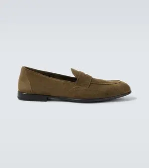 Brioni Suede Penny Loafers - Green