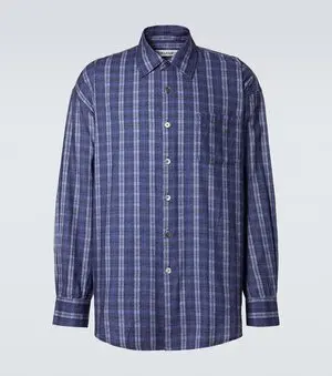 Our Legacy Borrowed Checked Cotton Shirt Blue